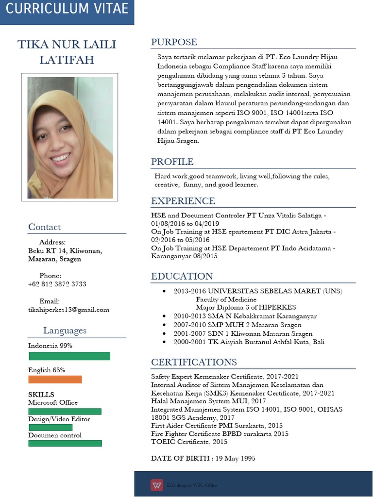 CV Tika Nur Laili 2021 | PDF