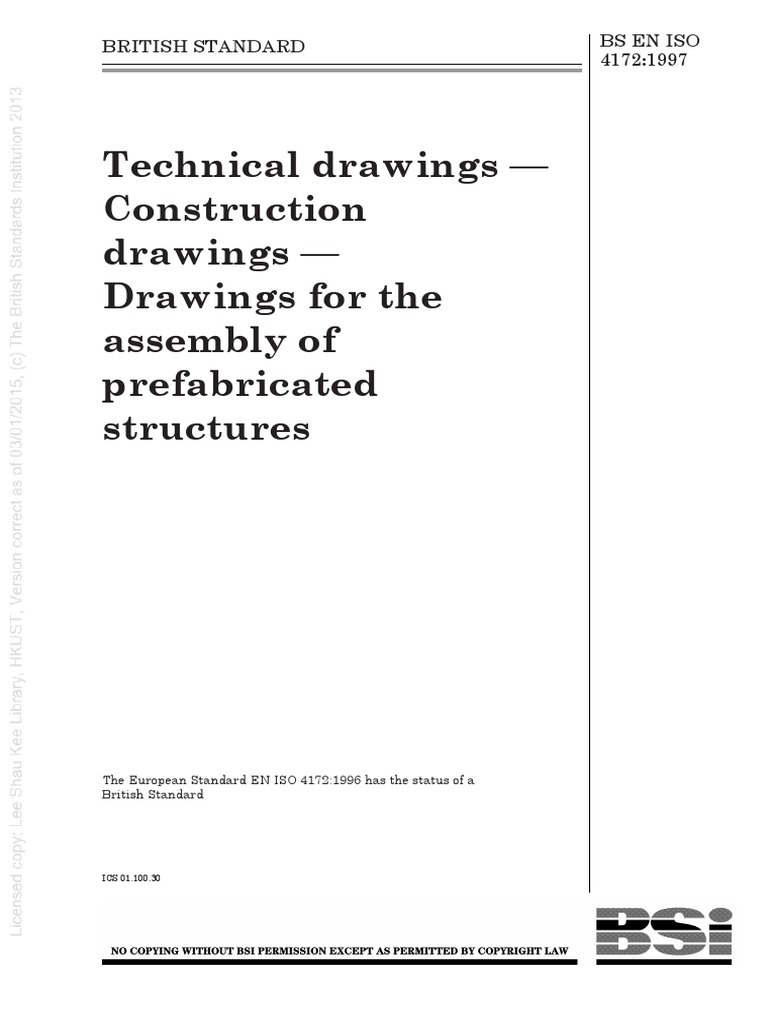 (BS EN ISO 4172 - 1997) - Technical Drawings. Construction Drawings ...
