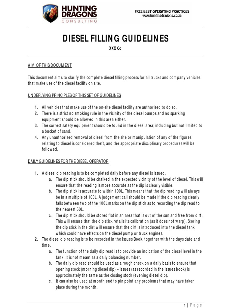 Diesel Filling Process Guidelines | PDF | Diesel Engine | Truck