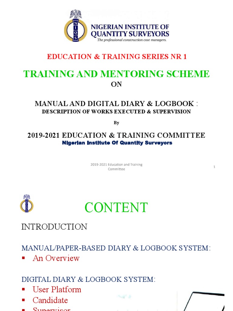 NIQS Manual and Digital Logbook Guide | PDF | Computing And Information ...