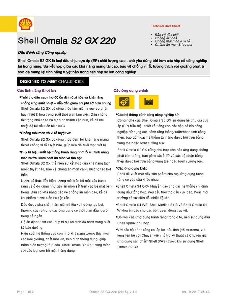 Tds Shell Omala s2 GX 220 | PDF