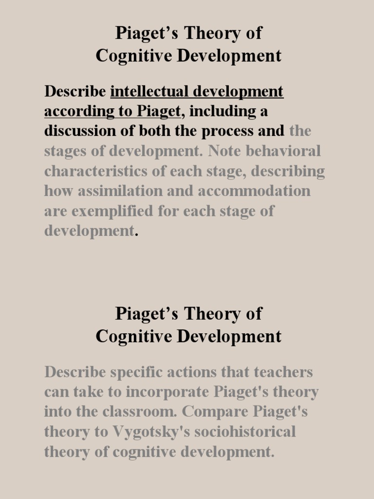 Piaget's Theory of Cognitive Development | PDF | Cognitive Development ...