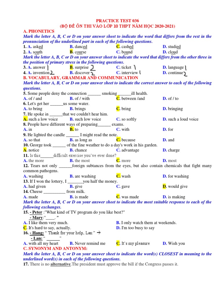 Practice Test 036 - 37 | PDF | Cyberbullying | Bullying