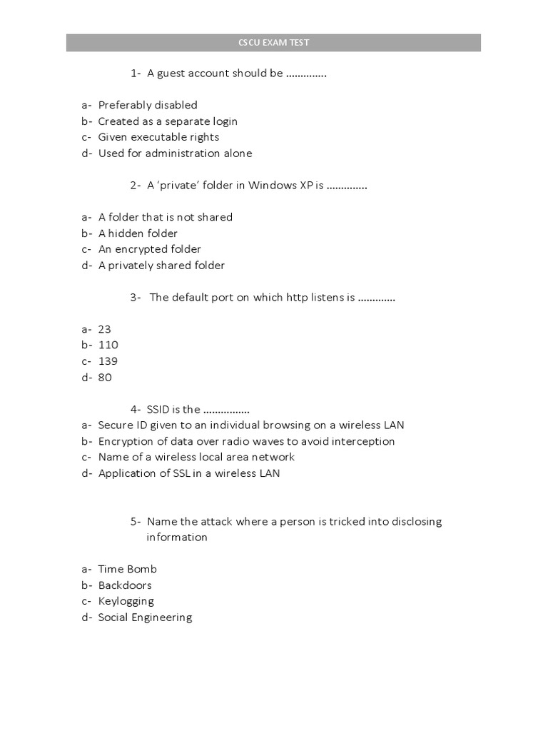 Certified Secure Computer User Exam Question Prepare | PDF | Malware ...