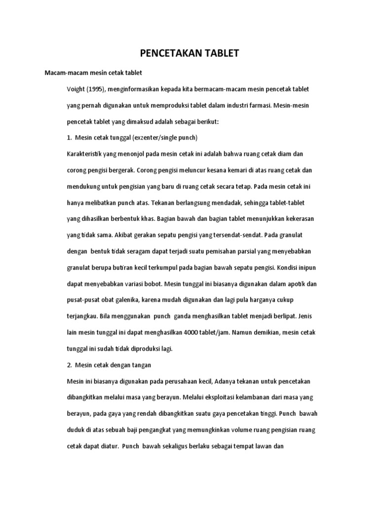 Pencetakan Tablet | PDF