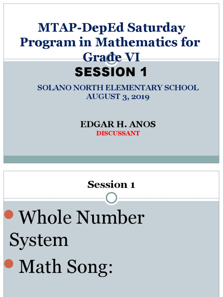 Mtap-Deped Saturday Program in Mathematics For Grade Vi: Session 1 | PDF | Number Theory ...