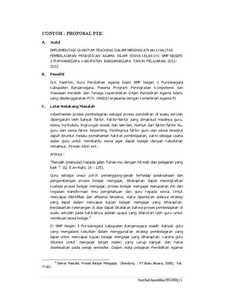 Contoh - Proposal PTK | PDF
