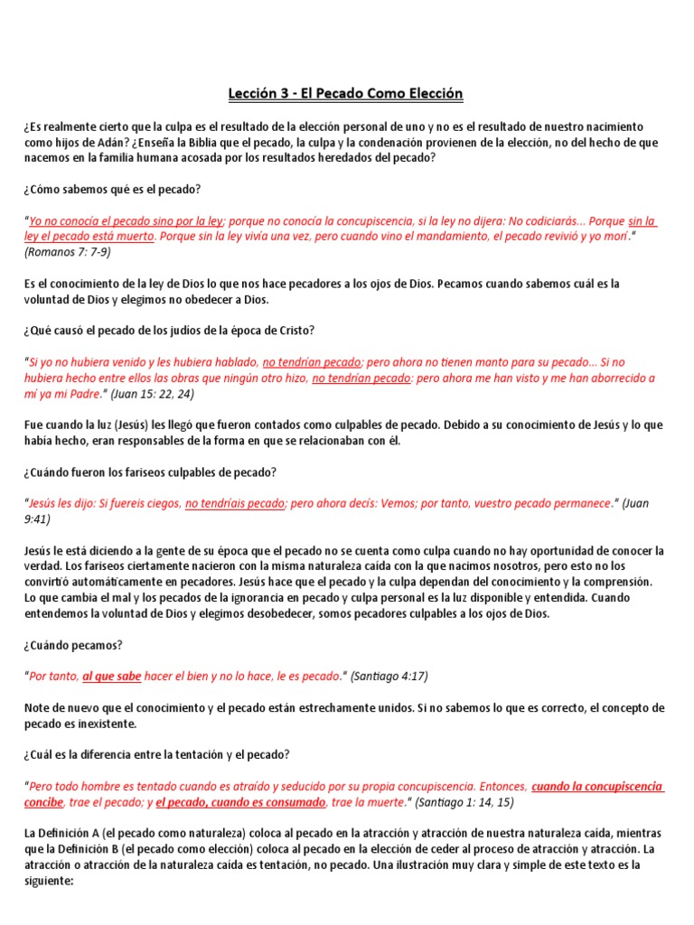 03 - Lección 3 - El Pecado Como Elección (OK-OK-OK) | PDF | Pecado | Mal