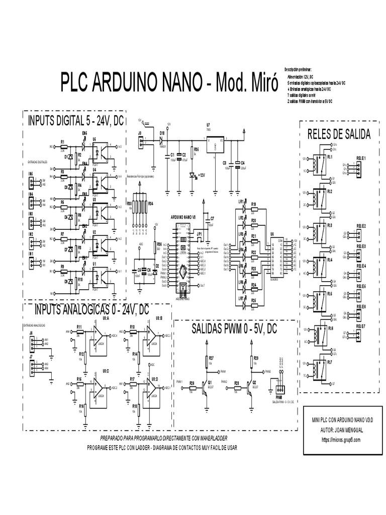 Arduino Nano PLC Schematic Overview | PDF