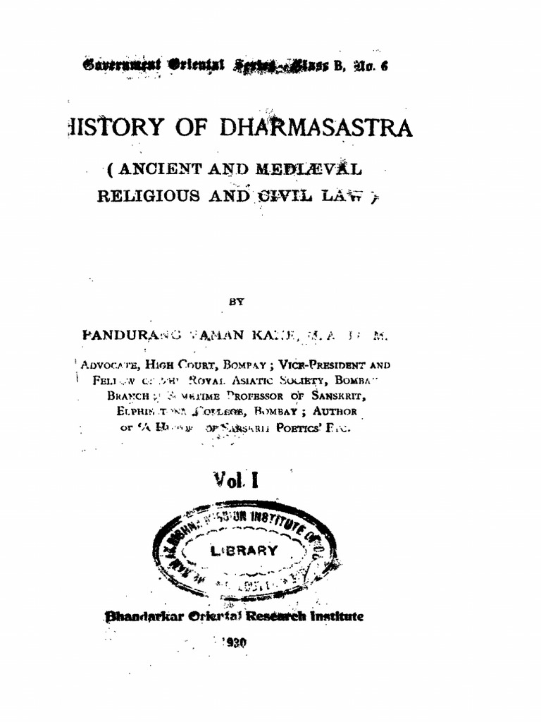 A History of Dharmasastra Vol I - Kane | PDF | Hindu Literature | Hindu ...