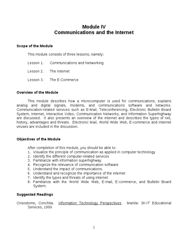 Communications and The Internet: Scope of The Module | PDF | Data ...