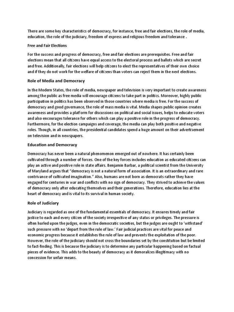 Characteristics of Democracy | PDF | Elections | Freedom Of Speech