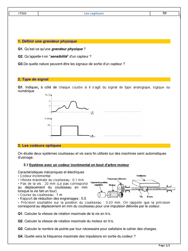 TD Capteurs GL | PDF | Capteur | Machine