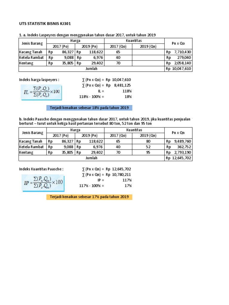 Uts Statistik Bisnis KJ301 | PDF