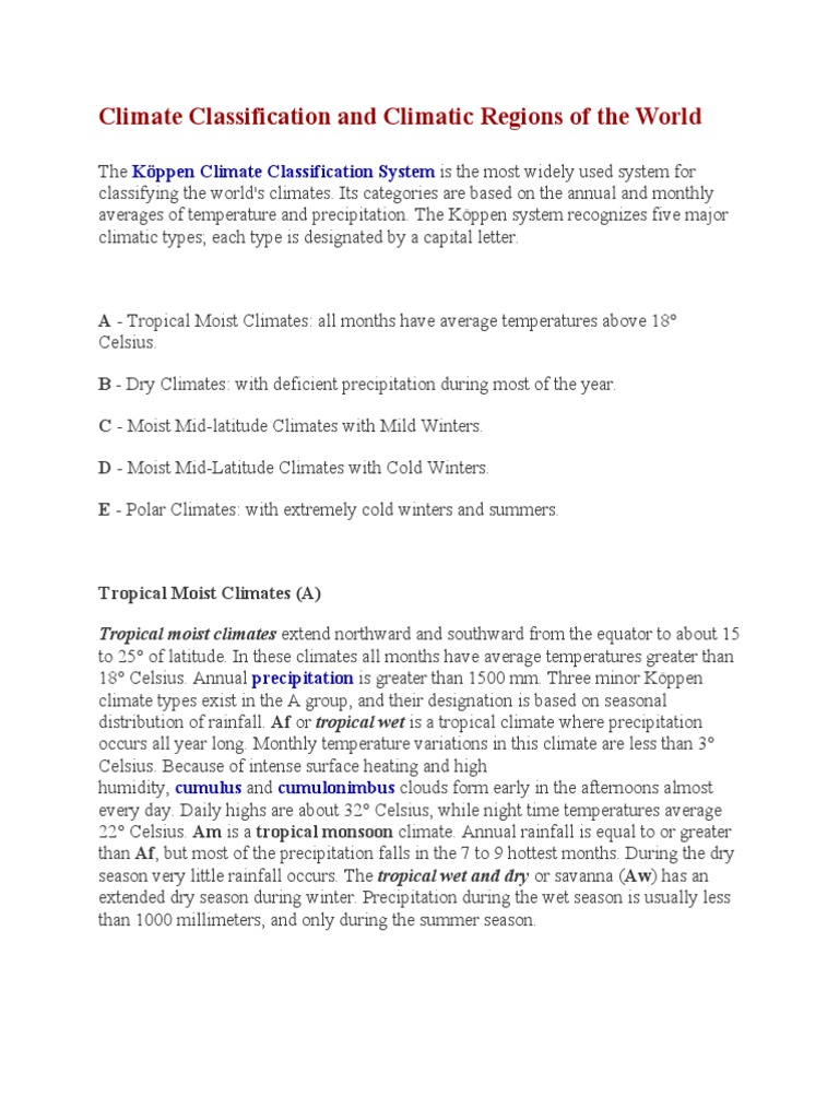 Climate Classification and Climatic Regions of The World | PDF ...