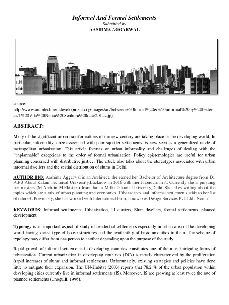 Formal and Informal Human Settlements | PDF | Slum | Urbanization