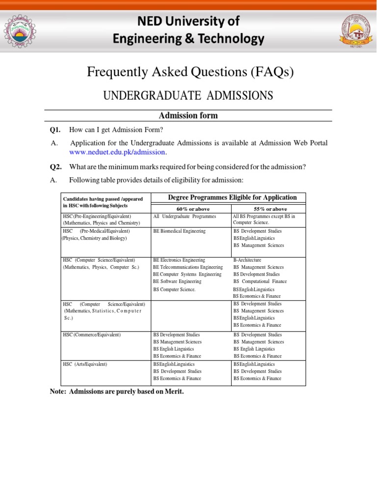 Frequently Asked Questions (Faqs) : Undergraduate Admissions | PDF ...