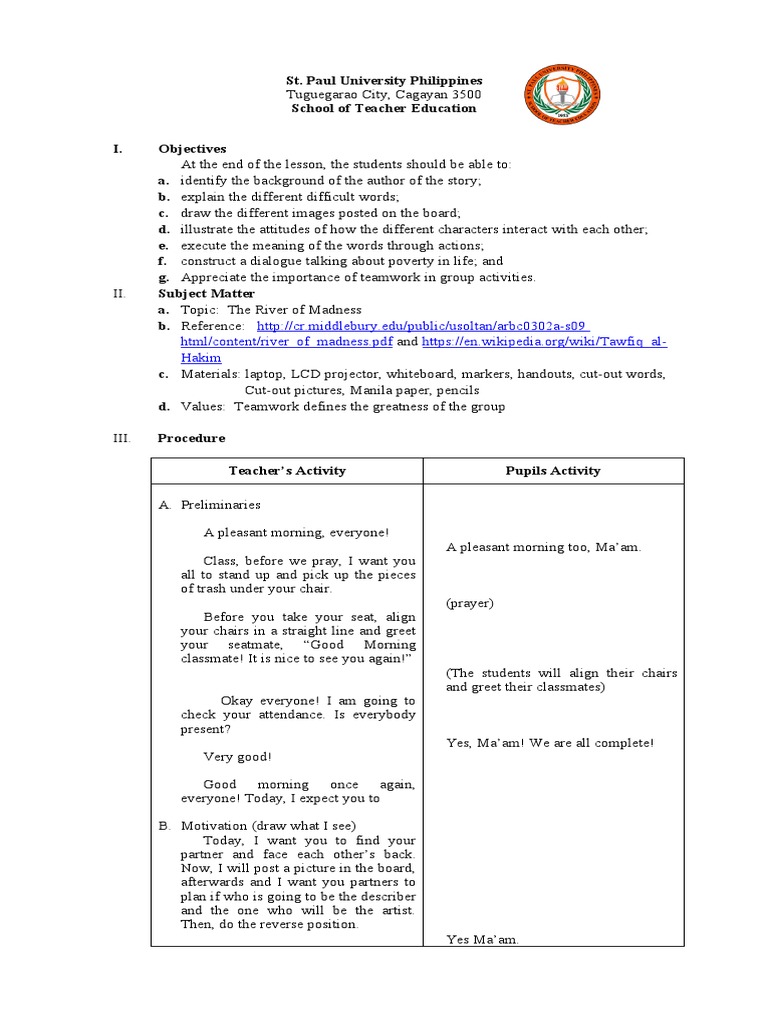 The River of Madness Lesson Plan | PDF | Lesson Plan | Science
