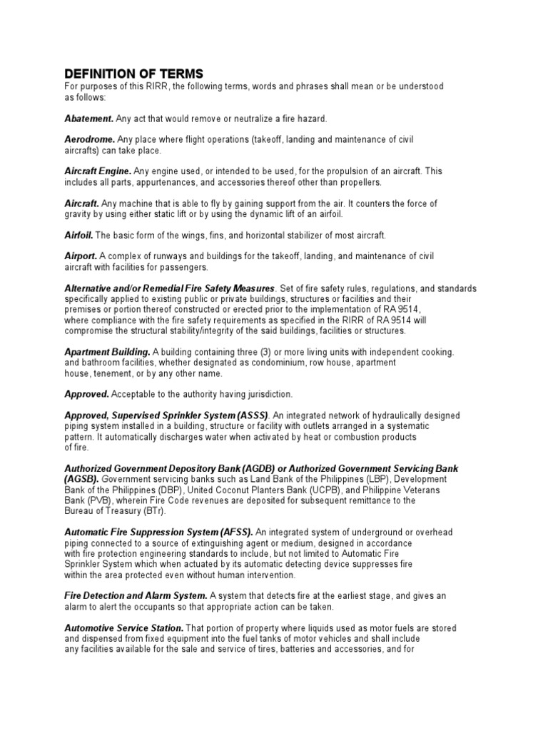 Definition of Terms | PDF | Fire Safety | Fires