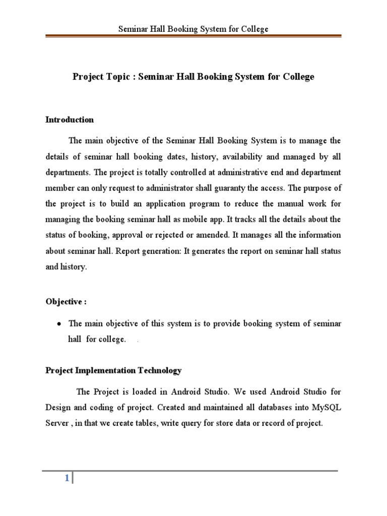Seminar Hall Boking System For Callege - Final | PDF