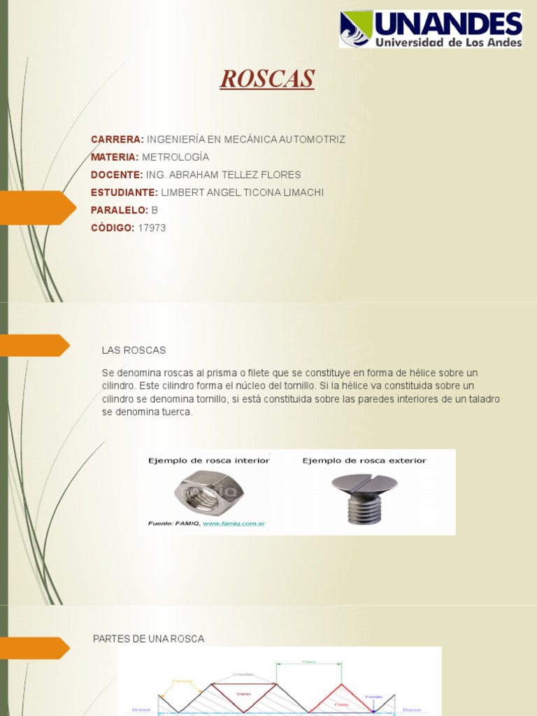 Roscas | PDF | Tornillo | Triángulo