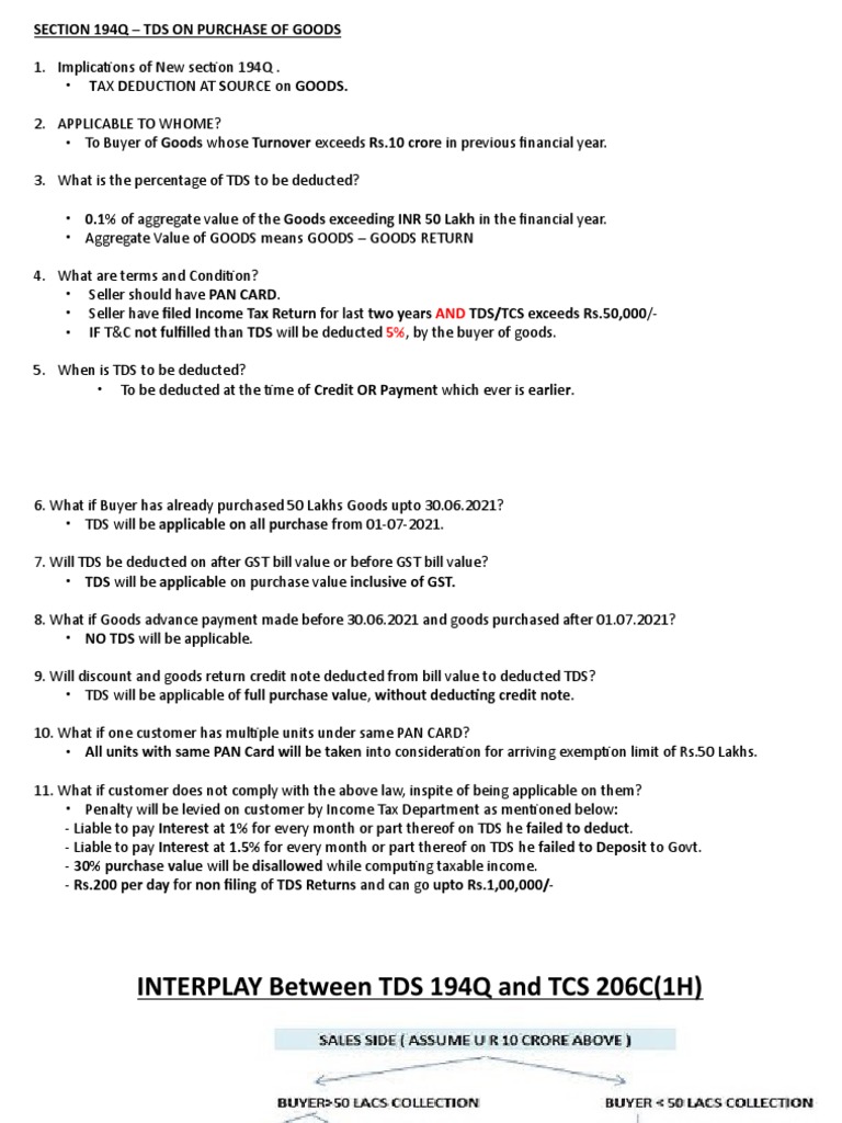 TDS On Goods 194Q | PDF