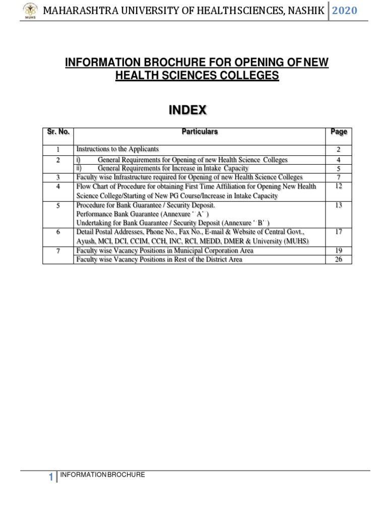 MUHS University Vacancy Information Brochure 2020 Final | PDF ...