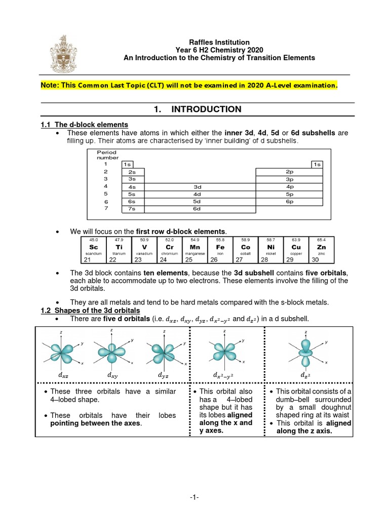 Transition Elements: Configurations & Properties | PDF | Electron ...