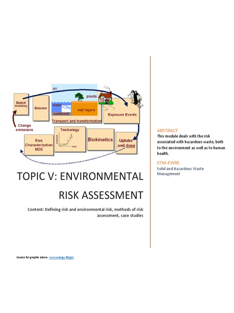 Topic V: Environmental Risk Assessment | PDF | Toxicity | Risk Assessment