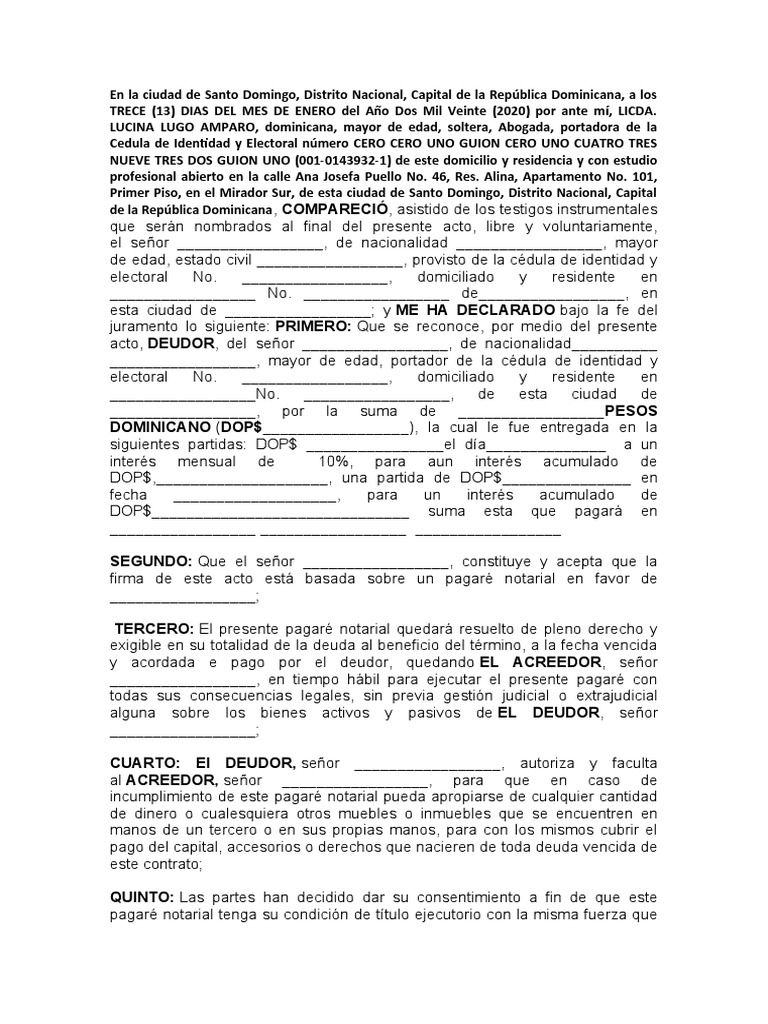 Pagare Notarial | PDF | Pagos | Civil