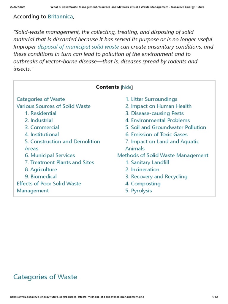 What Is Solid Waste Management - Sources and Methods of Solid Waste Management - Conserve Energy ...