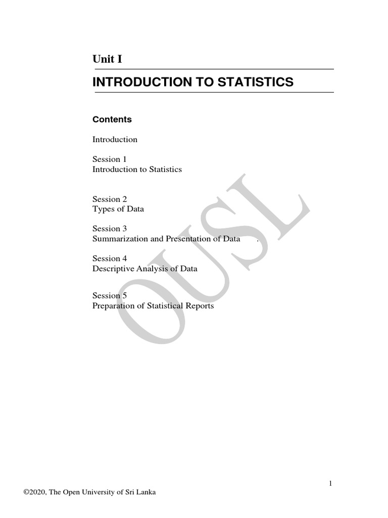 Introduction To Statistics: Unit I | PDF | Level Of Measurement ...