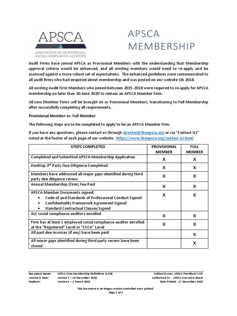 APSCA Firm Membership Definitions D 028 | PDF | Due Diligence | Audit