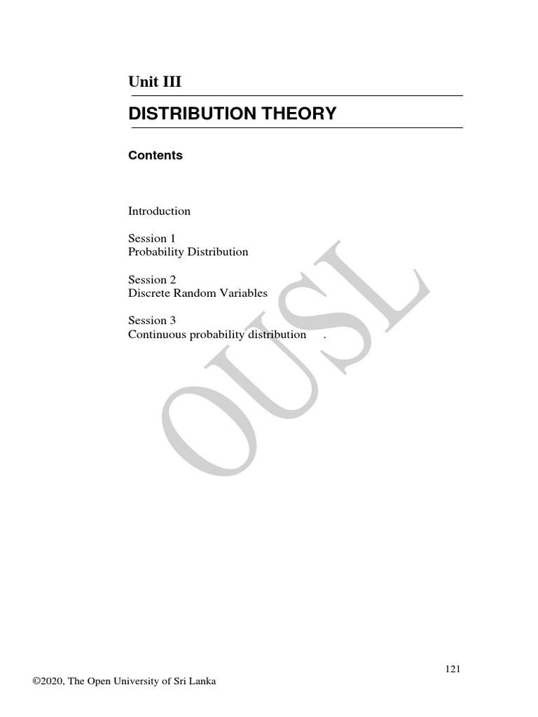 Distribution Theory: Unit III | PDF | Probability Distribution | Random Variable