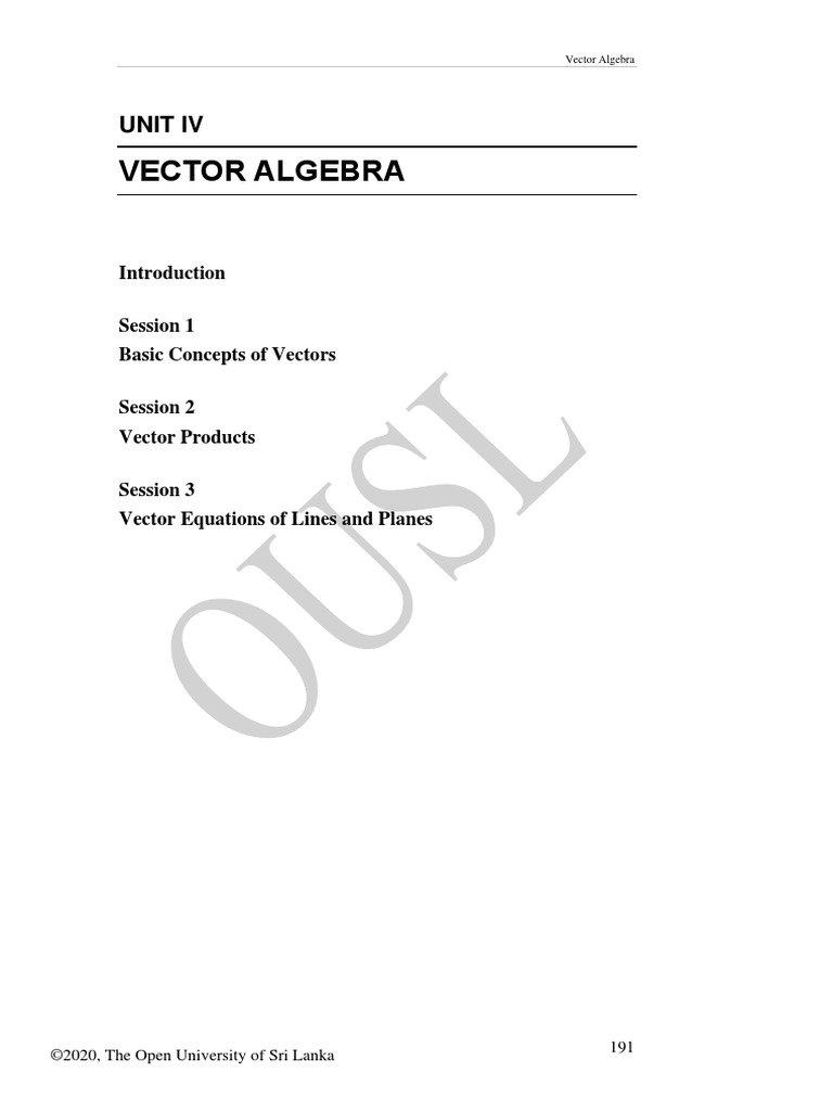 Vector Algebra: Unit Iv | PDF | Euclidean Vector | Line (Geometry)