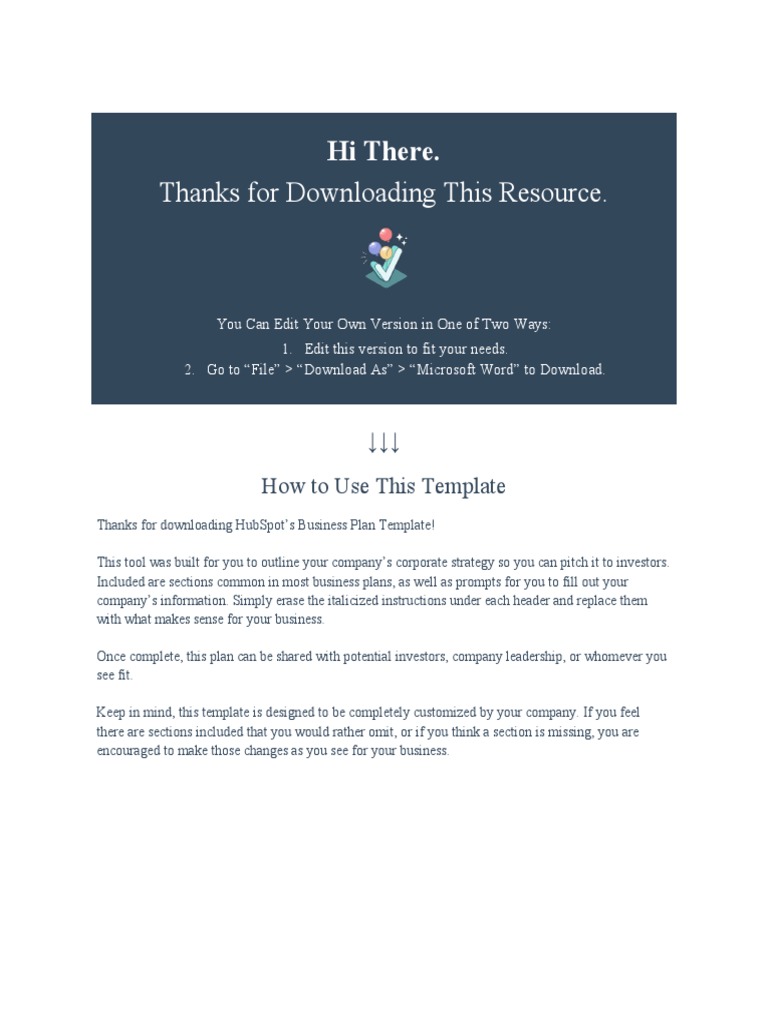 Business Plan Template - HubSpot | PDF | Sales | Customer Relationship ...