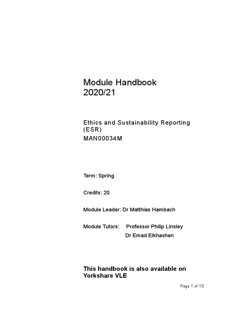 Ethics and Sustainability Reporting Handbook 2021 | PDF | Sustainability | Essays