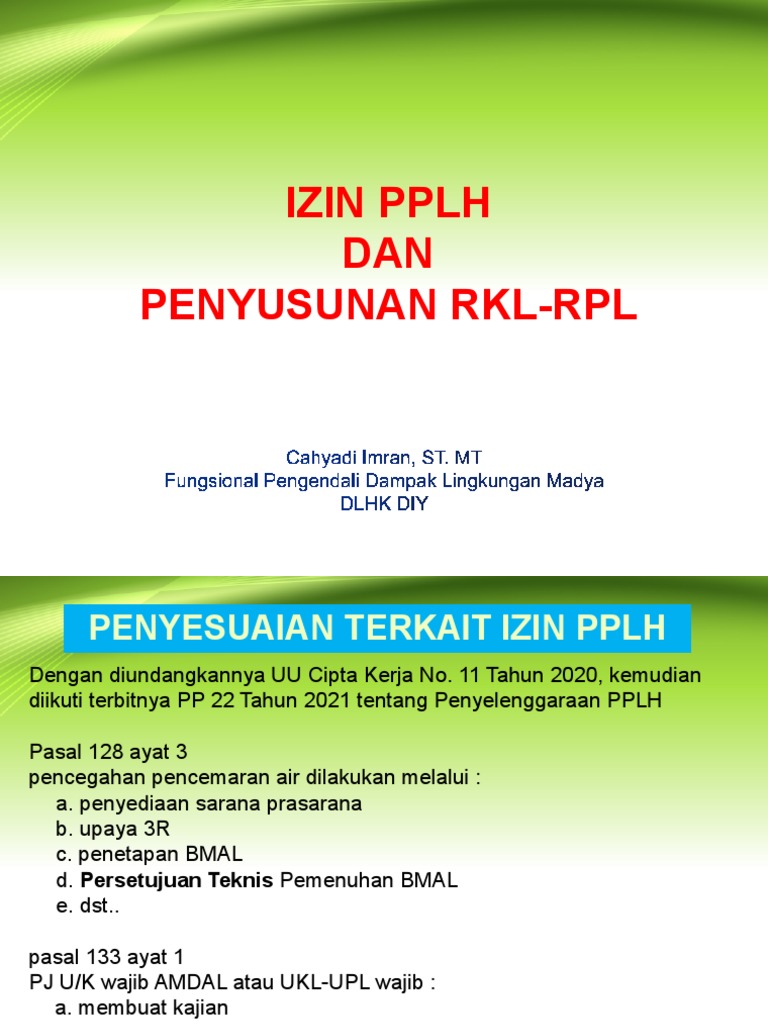 Izin PPLH Dan Penyusunan RKL-RPL 280621 | PDF
