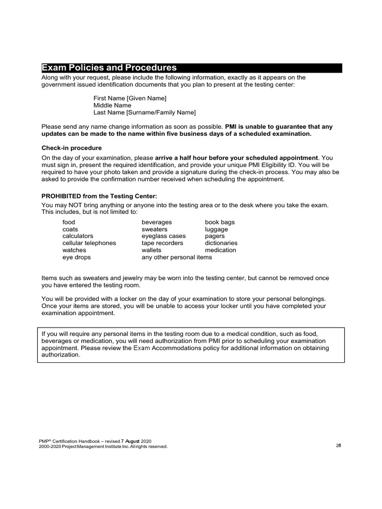 Exam Policies and Procedures | PDF | Project Management Professional ...