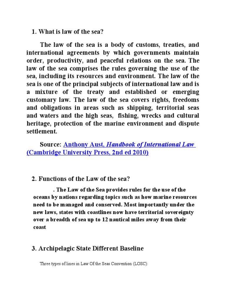 Overview of Law of the Sea Principles | PDF | Territorial Waters ...