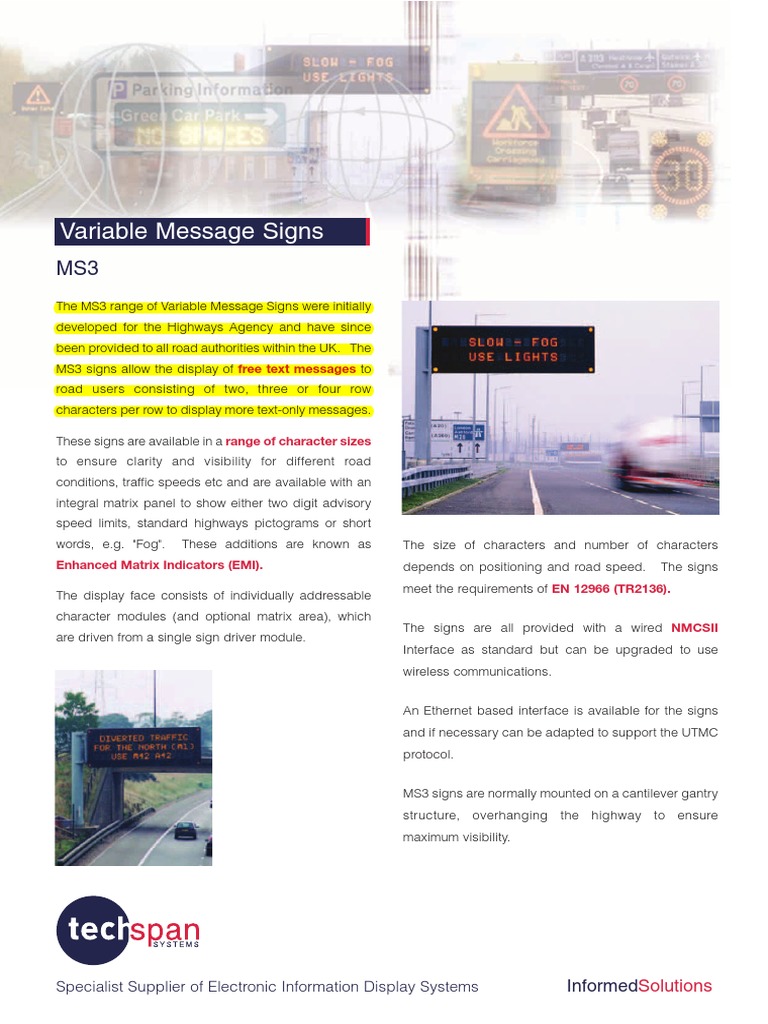 MS3 Variable Message Signs Overview | PDF | Computer Engineering ...
