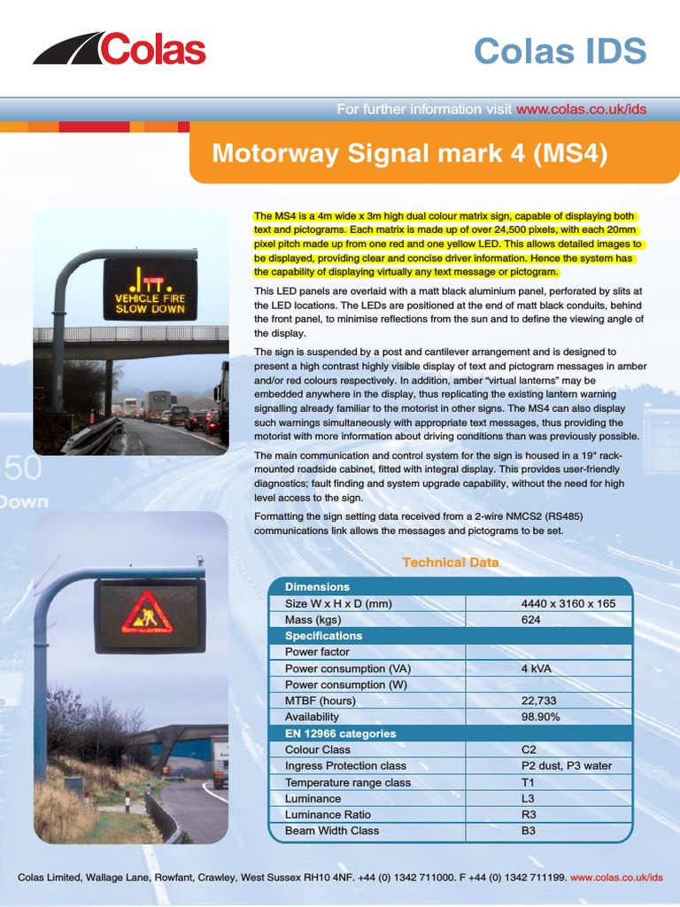 Motorway Signal Mark 4 (MS4) | PDF | Science | Science And Technology