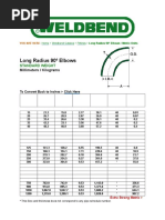 Long Radius 90° Elbow Dimensions Chart | PDF | Pipe (Fluid Conveyance ...