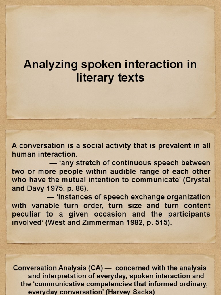 Analyzing Spoken Interaction in Literary Texts | PDF | Human ...