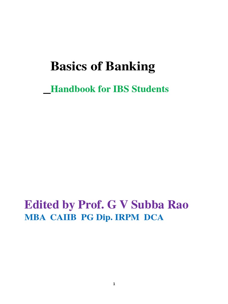 Basics of Banking Handbook for IBS Students | PDF | Reserve Bank Of ...