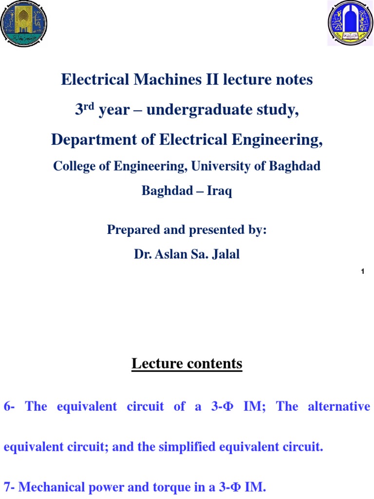 EMII - Lecture 18 - Induction Machines | PDF | Electromagnetic ...