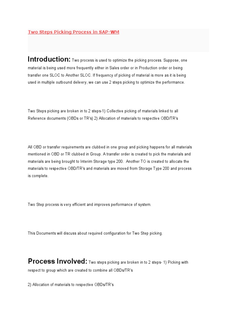 Two-Step Picking Process in SAP-WM | PDF | Warehouse | Information ...