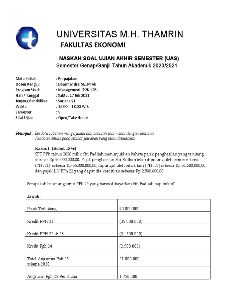 UAS Perpajakan | PDF