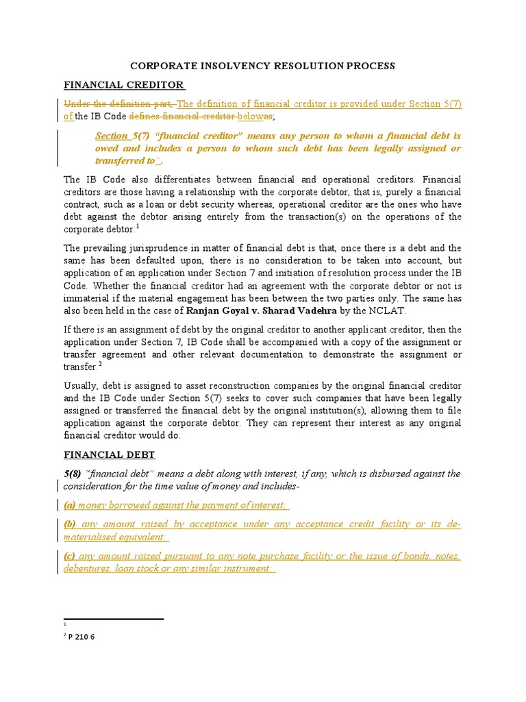 Corporate Insolvency Resolution Process | PDF | Bankruptcy | Insolvency