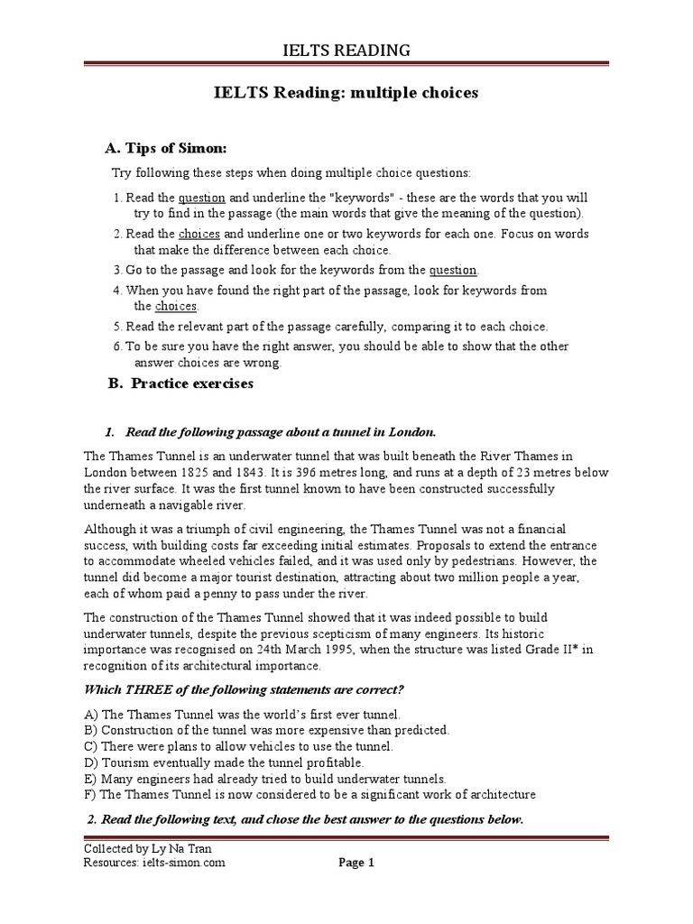 Ielts Reading Multiple Choice Pdf Intelligence Quotient Learning